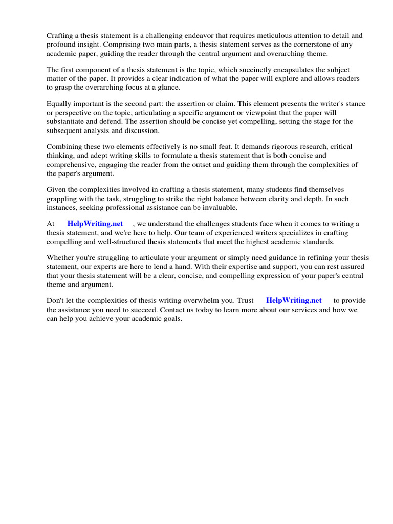 Two Main Parts of A Thesis Statement | PDF | Thesis | Essays