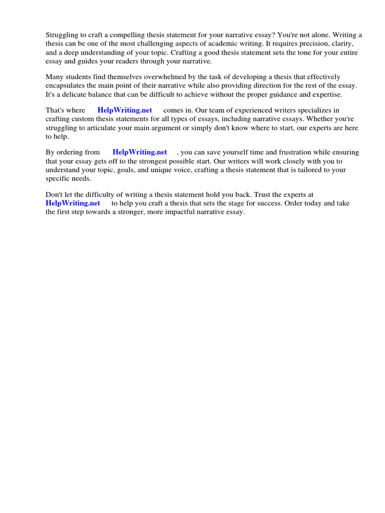 Good Thesis Statements for a Narrative Essay | PDF