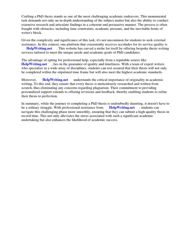 Write A PHD Thesis in Record Time | PDF