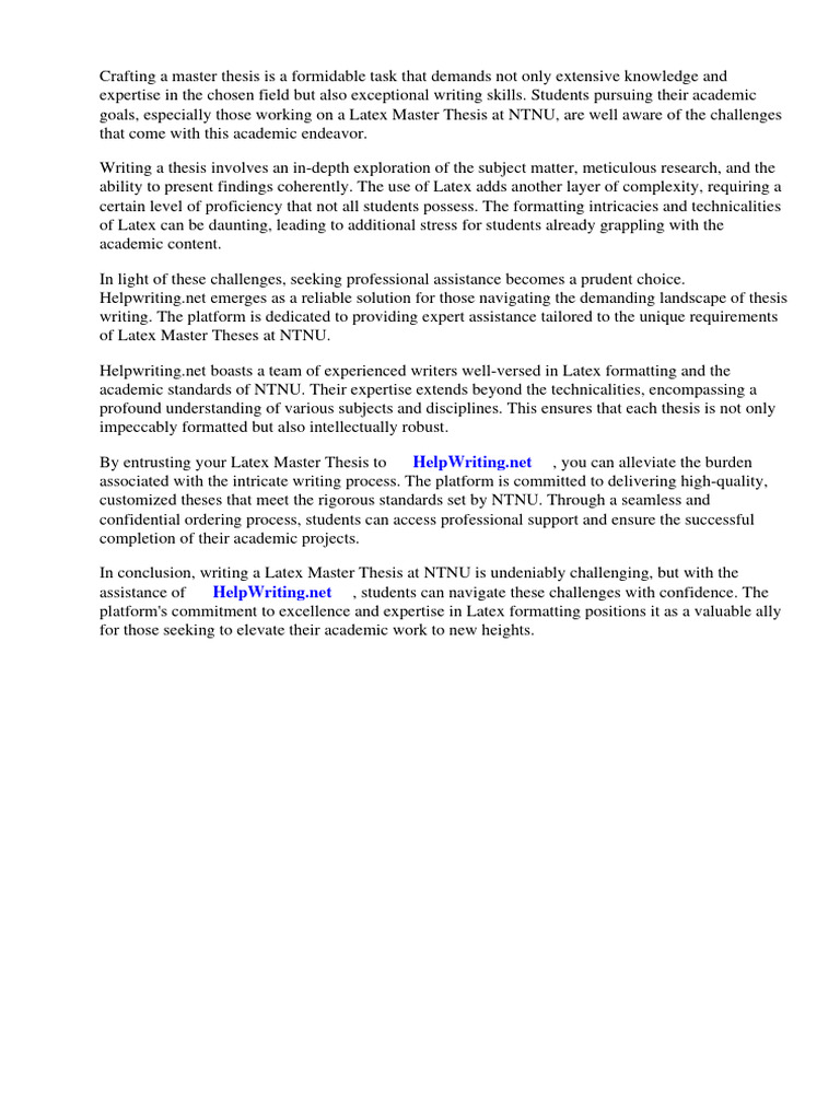 Latex Master Thesis Ntnu | PDF | Thesis | Te X