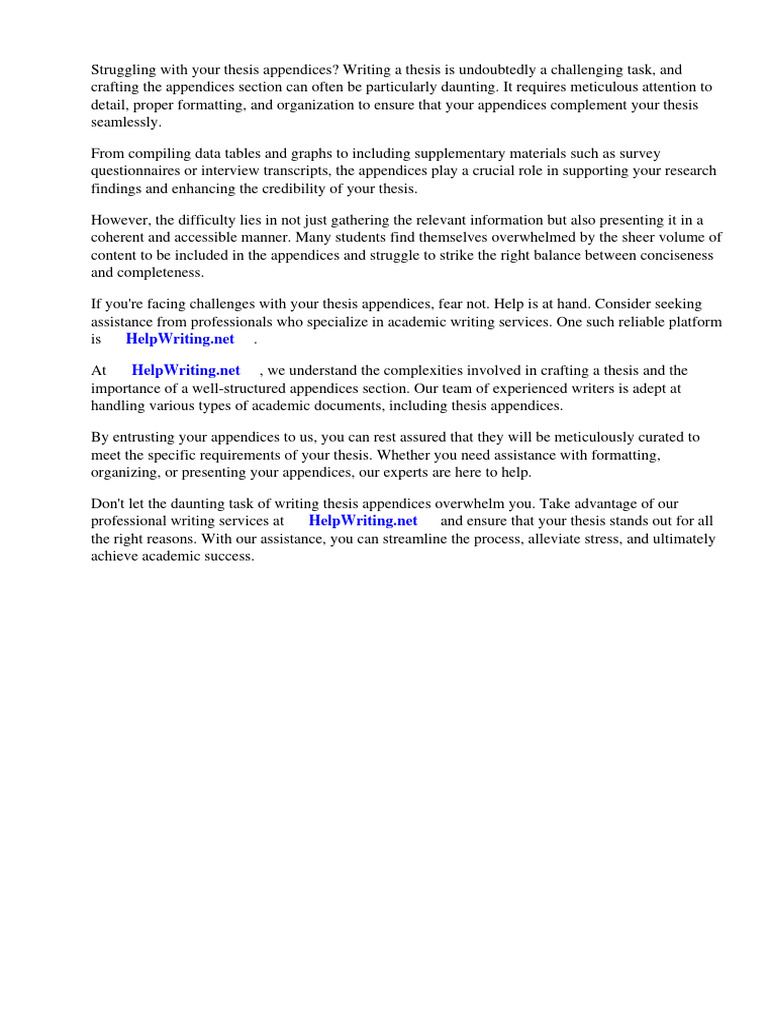 Thesis Appendices Example | PDF