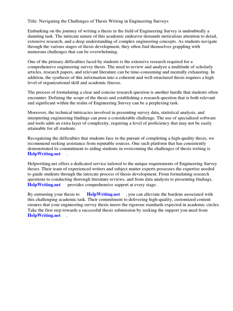 Thesis Engineering Survey | PDF
