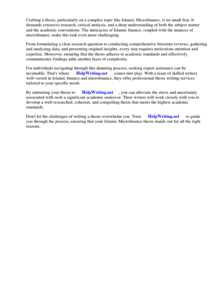 Islamic Microfinance Thesis | PDF | Microfinance | Islamic Banking And ...