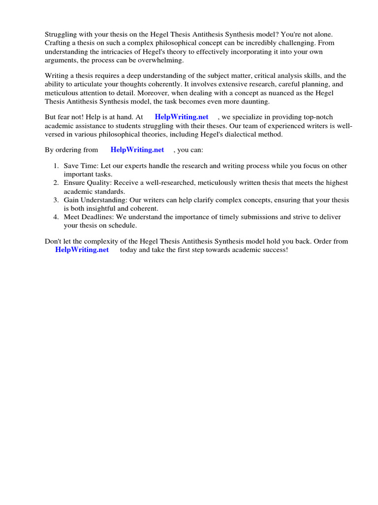 Hegel Thesis Antithesis Synthesis Model | PDF | Social Science