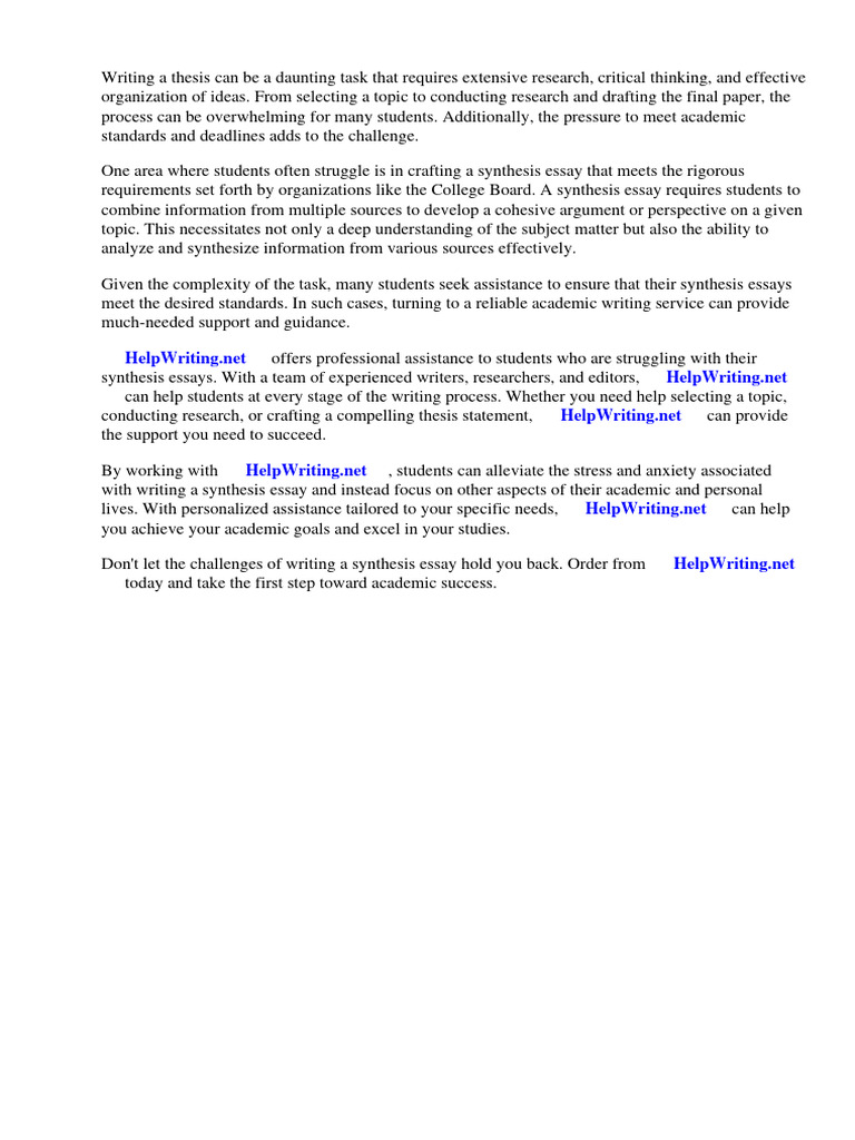 Sample Synthesis Essay College Board | PDF