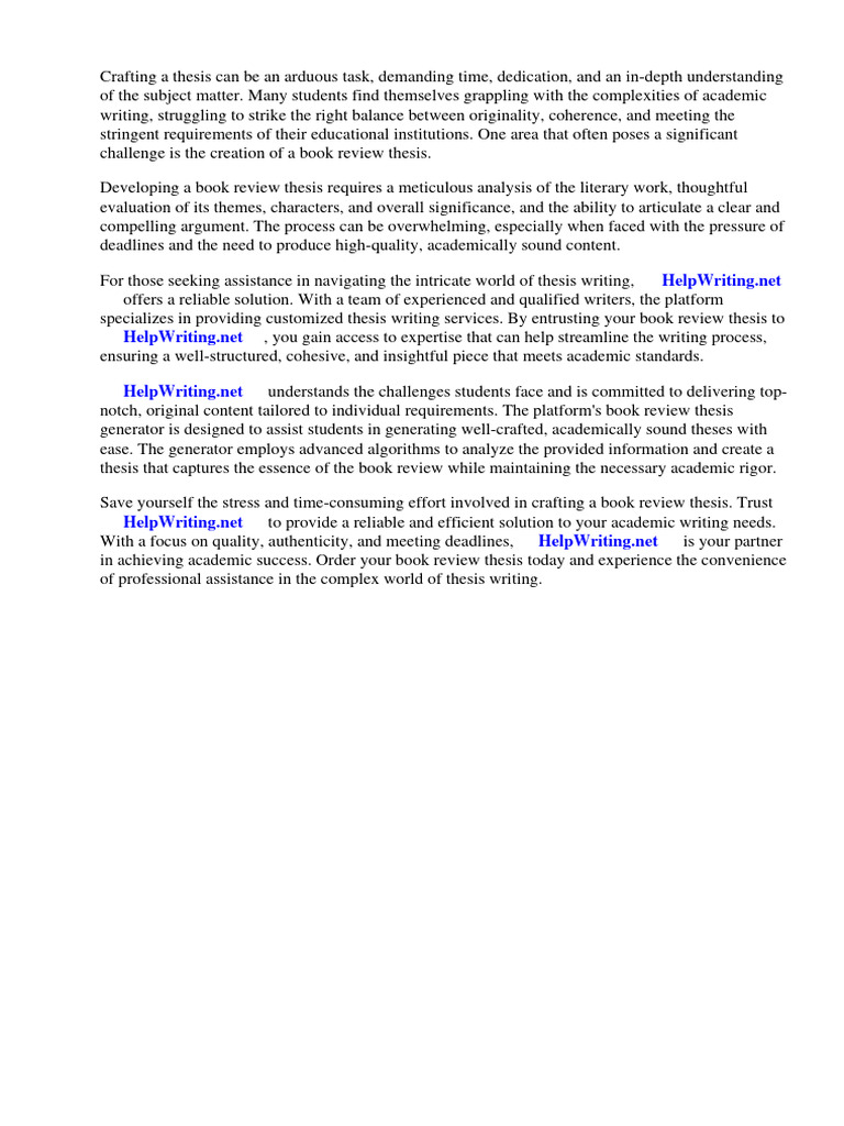 Book Review Thesis Generator | Download Free PDF | Thesis | Leadership