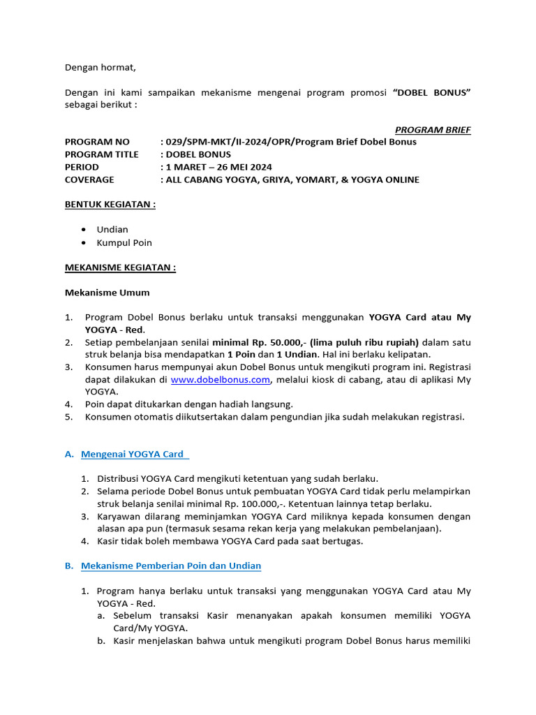 Brief Dobel Bonus 2024 | PDF | Pengelolaan Keuangan & Uang