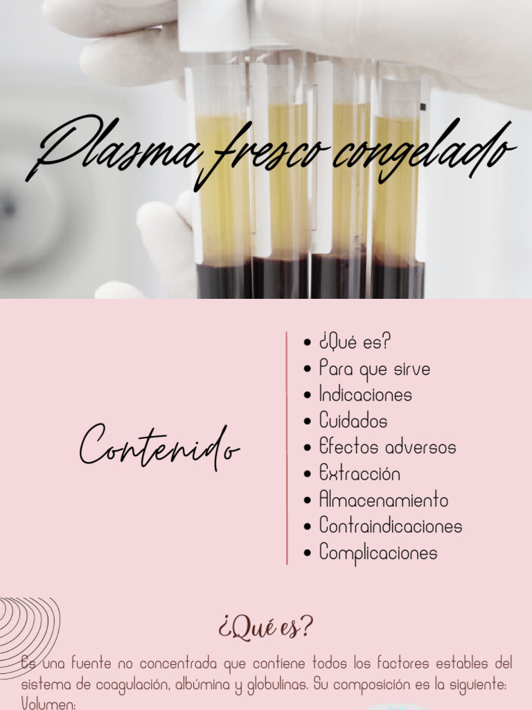 Plasma Fresco Congelado: Usos y Riesgos | PDF | Transfusión de sangre ...