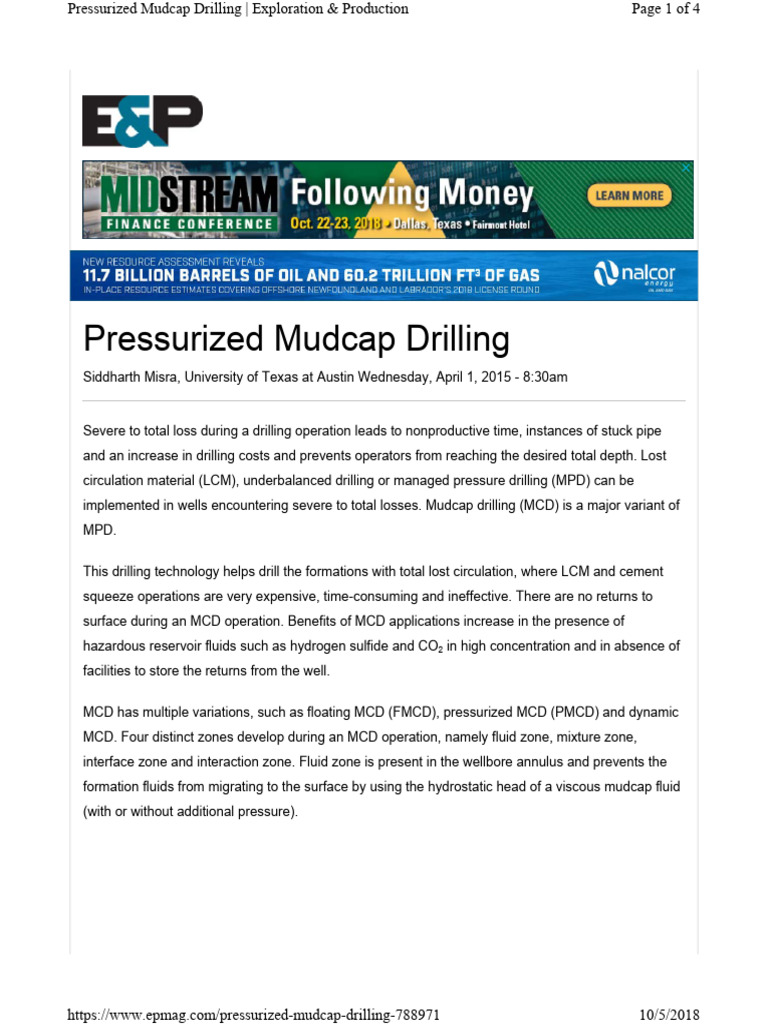 Pressurized Mudcap Drilling 788971 | PDF