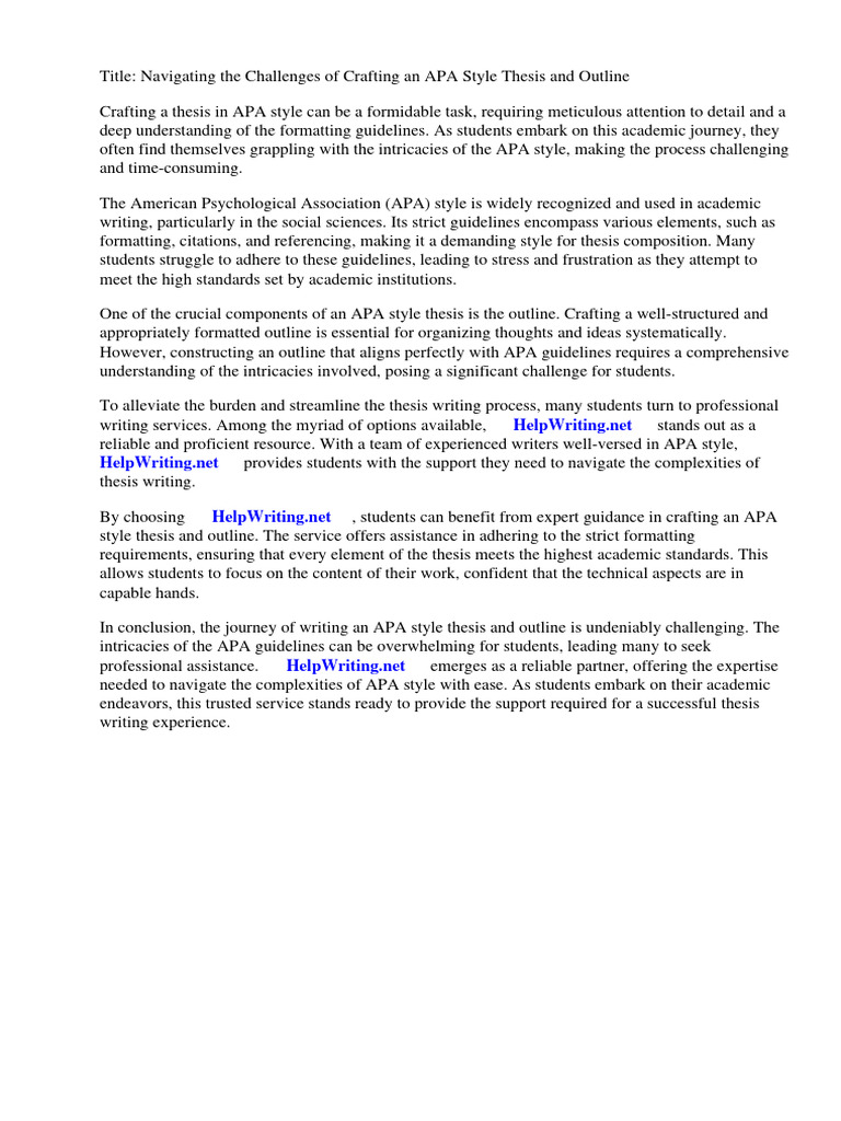 Apa Style Thesis and Outline | PDF | Apa Style | Cognition