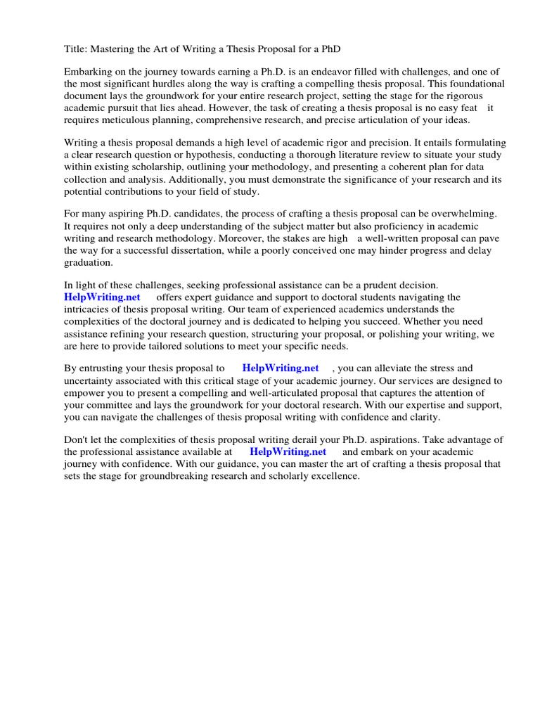 How To Write Thesis Proposal For PHD | PDF | Thesis | Methodology