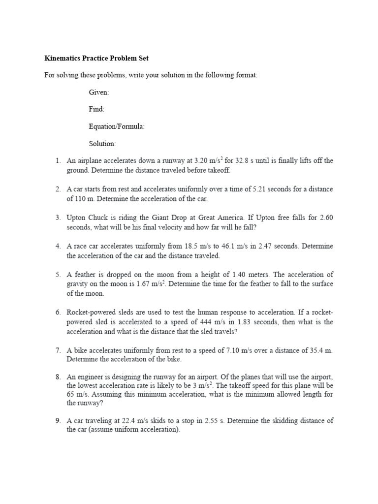 Kinematics-Practice-Problem-Set | PDF