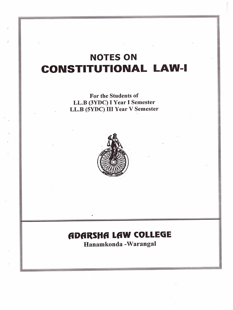 Kakatiya University - LLB - Sem 1-Constitutional Law - 1 | PDF