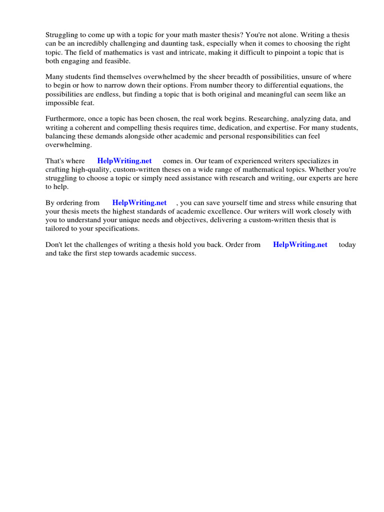 Math Master Thesis Topics | PDF
