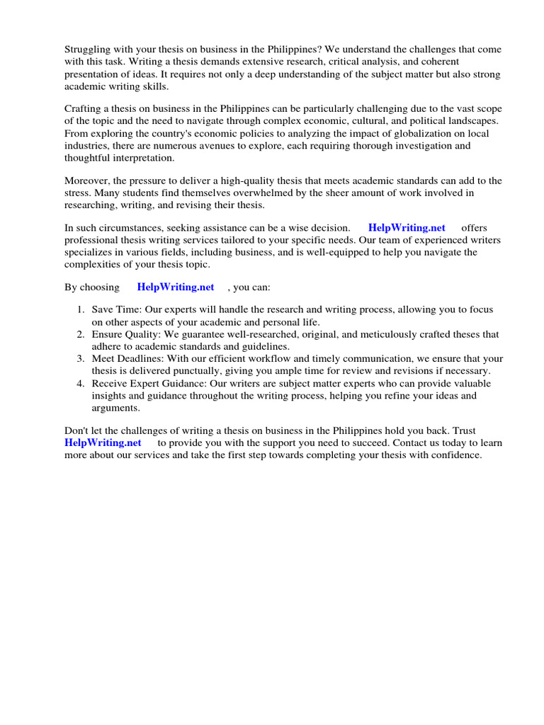 Thesis Title About Business in The Philippines | PDF