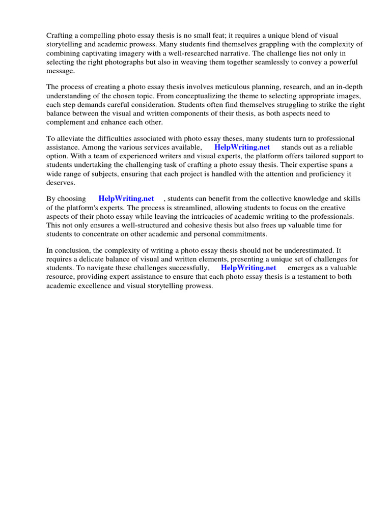 Photo Essay Thesis | PDF | Thesis | Essays