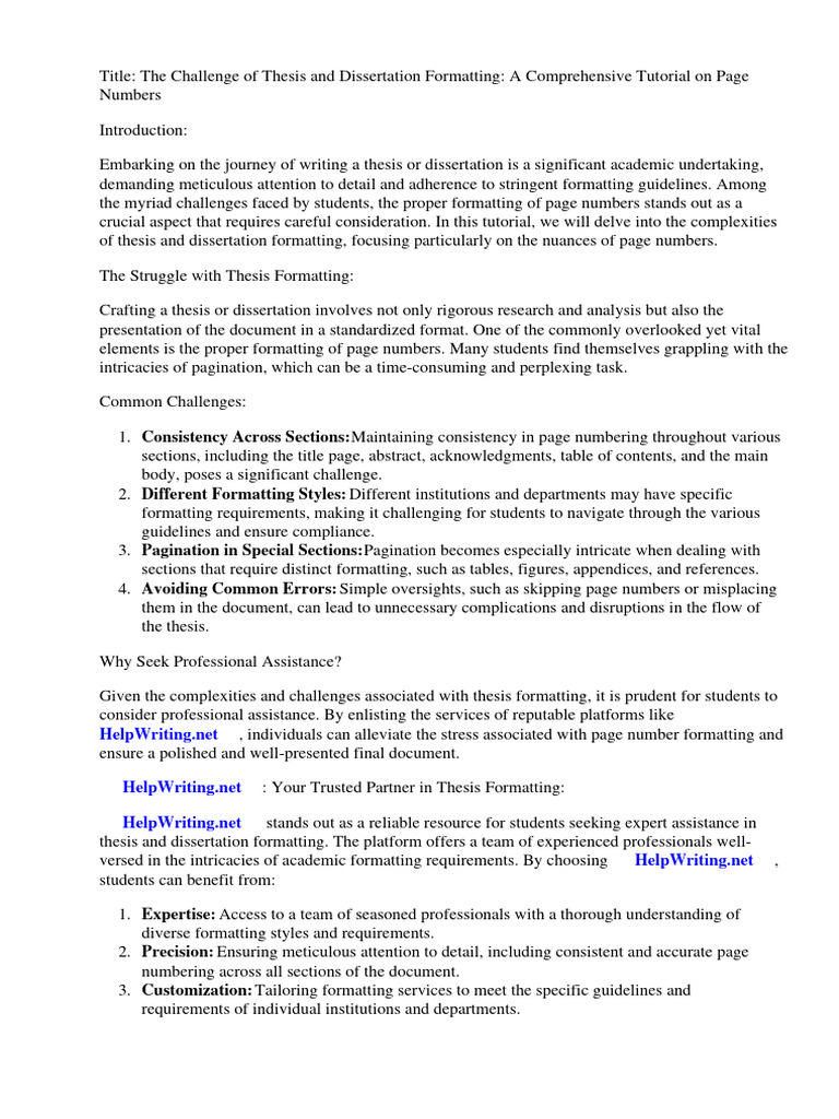 Thesis and Dissertation Formatting Tutorial Page Numbers | PDF | Thesis | Apa Style