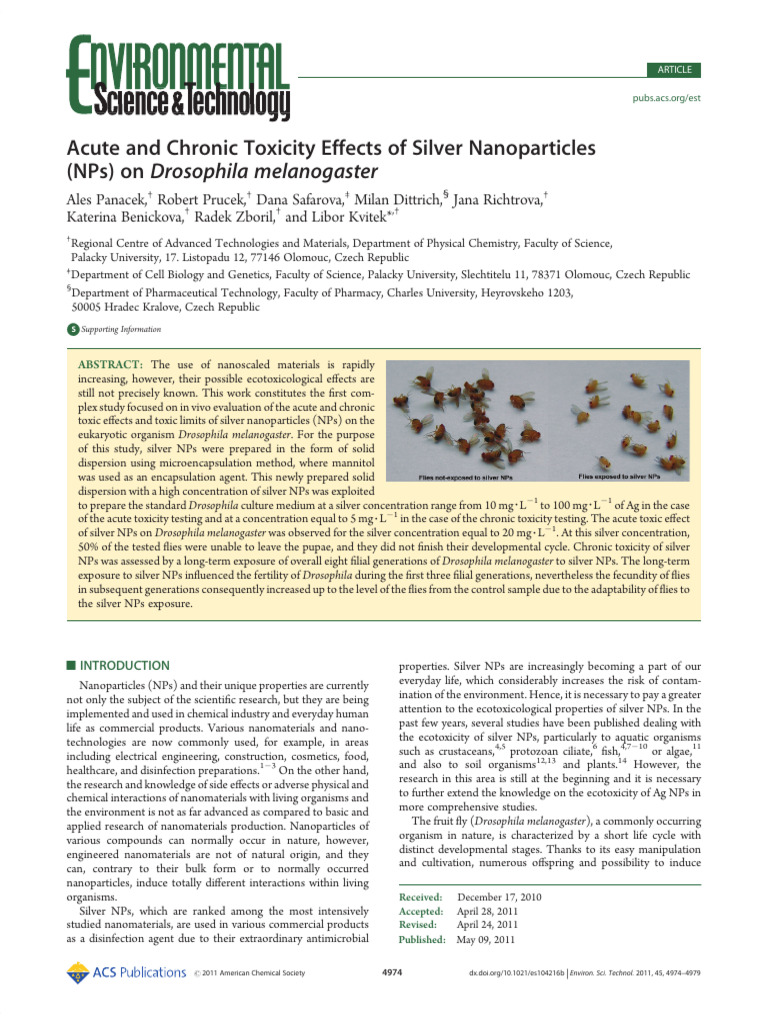 Toxicity of Silver Nanoparticles on Drosophila | PDF | Nanomaterials ...