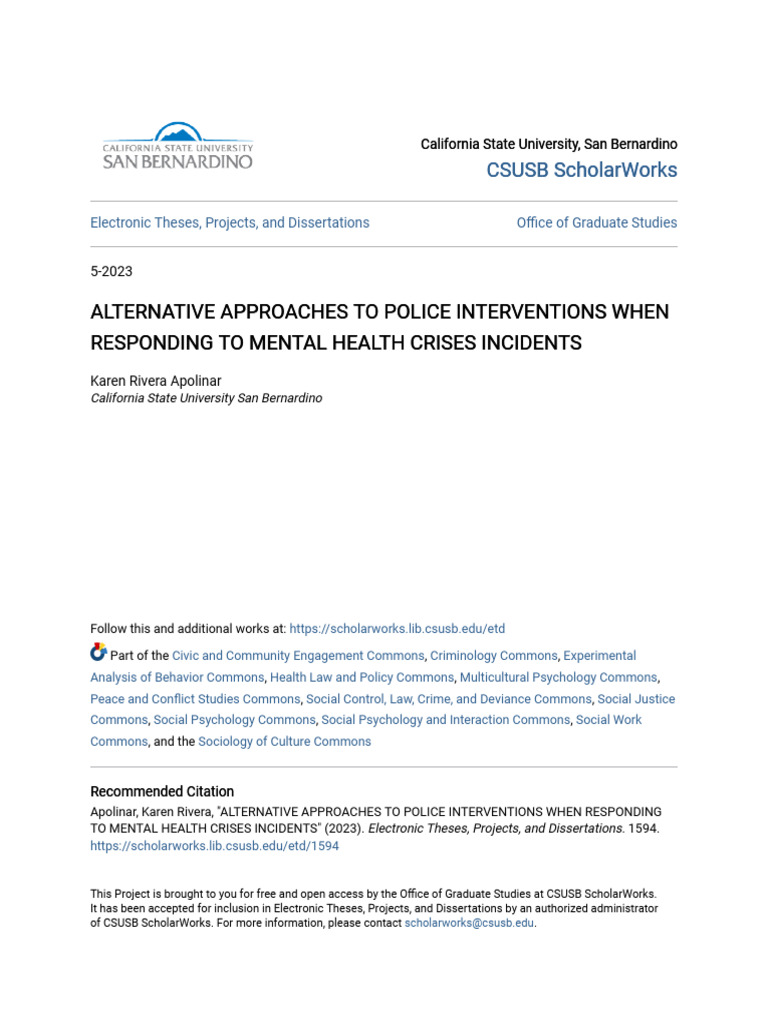Alternative Approaches To Police Interventions When Responding To | PDF
