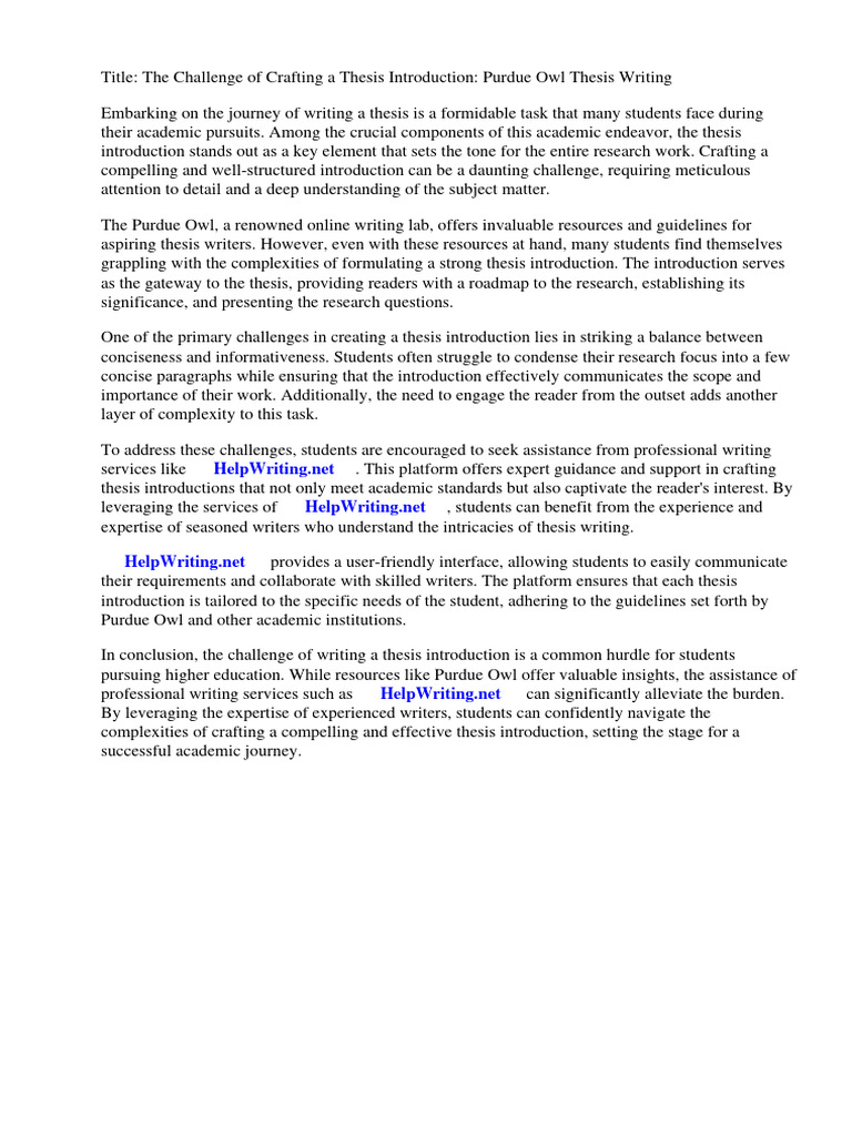 Purdue Owl Thesis Introduction | PDF