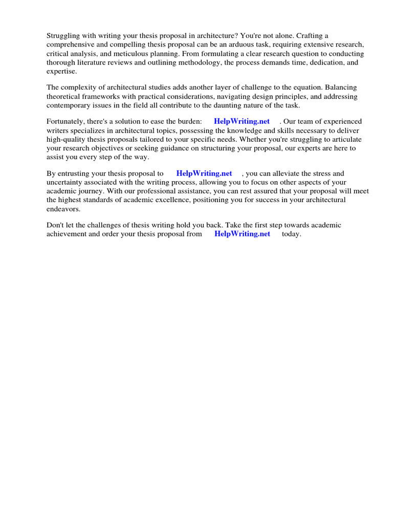 Sample Thesis Proposal in Architecture | PDF