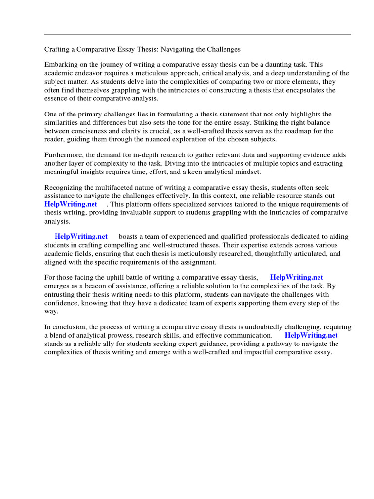 How To Write A Comparative Essay Thesis | PDF | Essays | Thesis