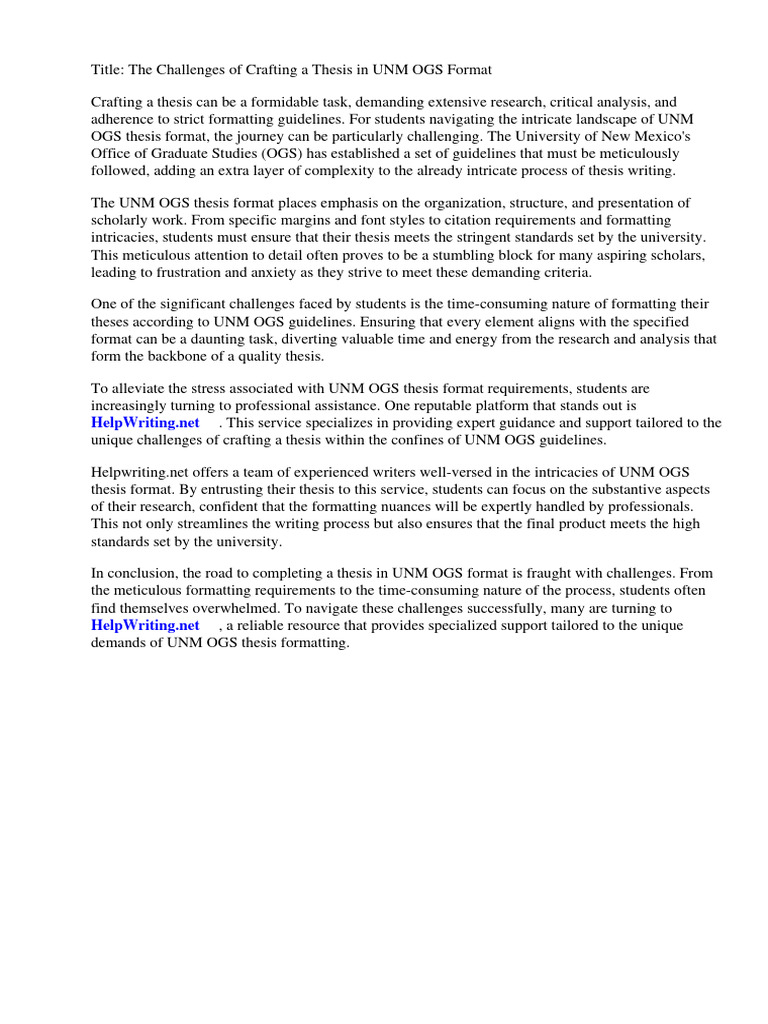 Unm Ogs Thesis Format | PDF