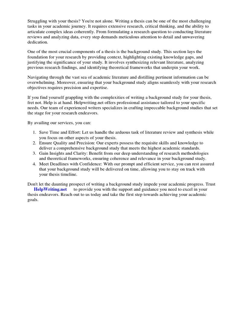 Sample Background Study Thesis Writing | PDF | Thesis | Theory