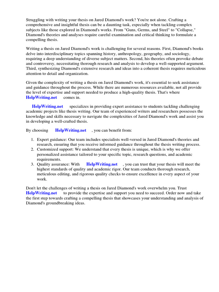 Jared Diamonds Thesis | PDF