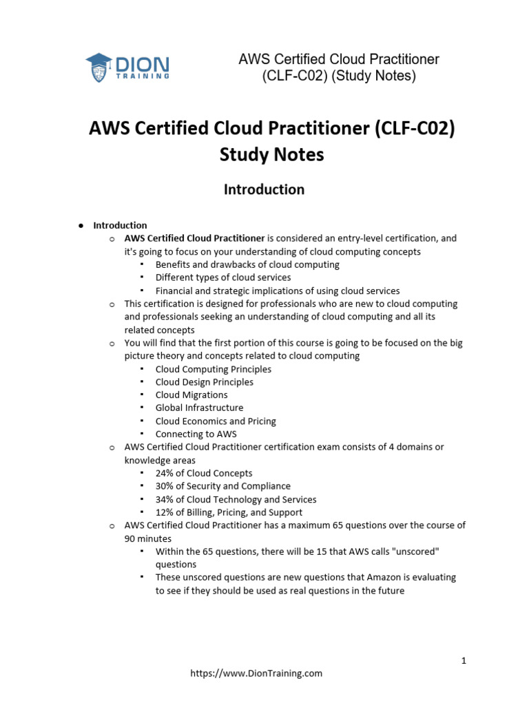 AWS Certified Cloud Practitioner (CLF-C02) Study Guide | PDF