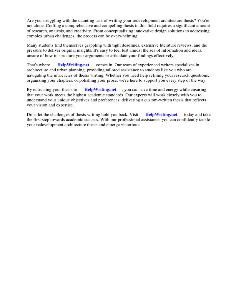 Redevelopment Architecture Thesis | PDF | Advertising | World Wide Web