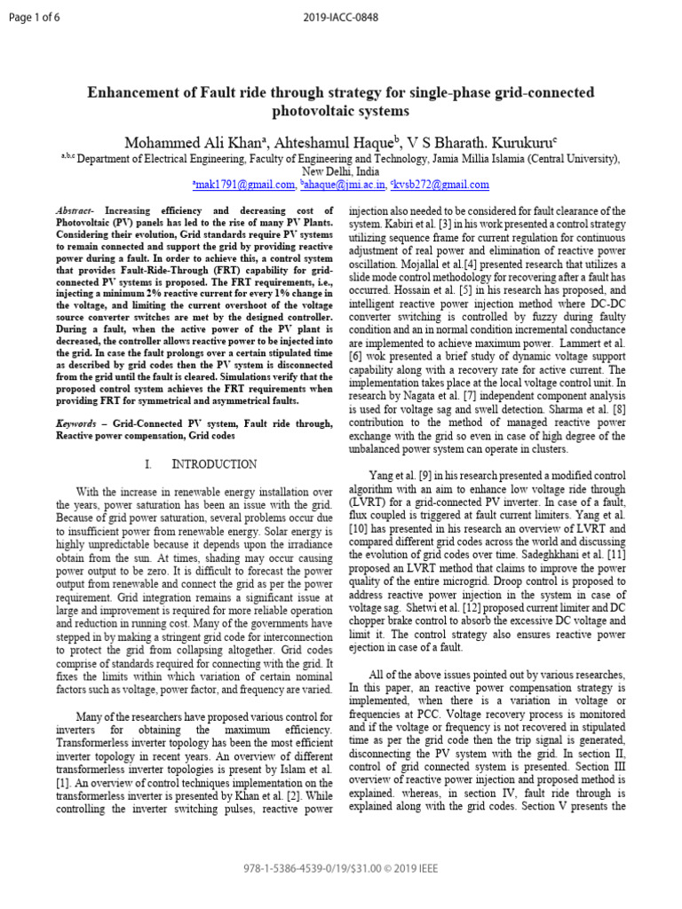Fardapaper Enhancement of Fault Ride Through Strategy For Single Phase Grid Connected ...