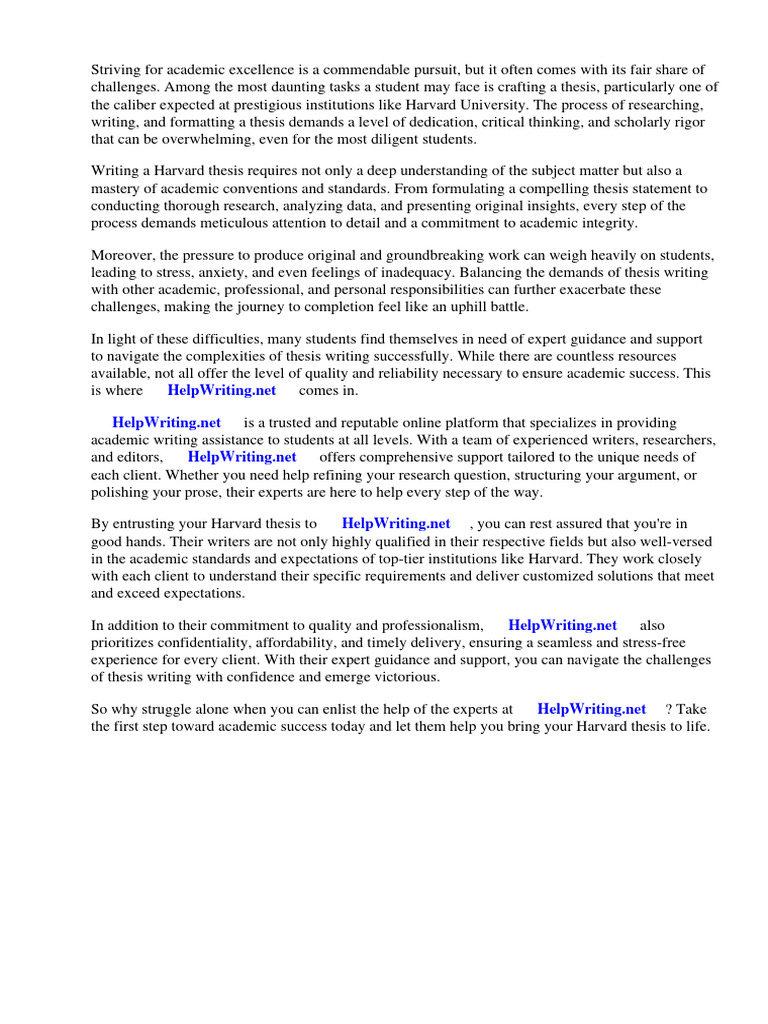 Harvard Thesis | PDF | Thesis | Essays
