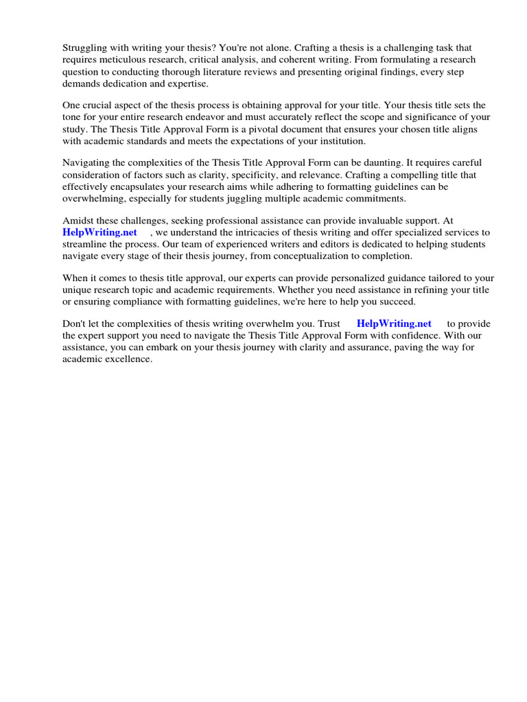 Thesis Title Approval Guide | PDF | Thesis