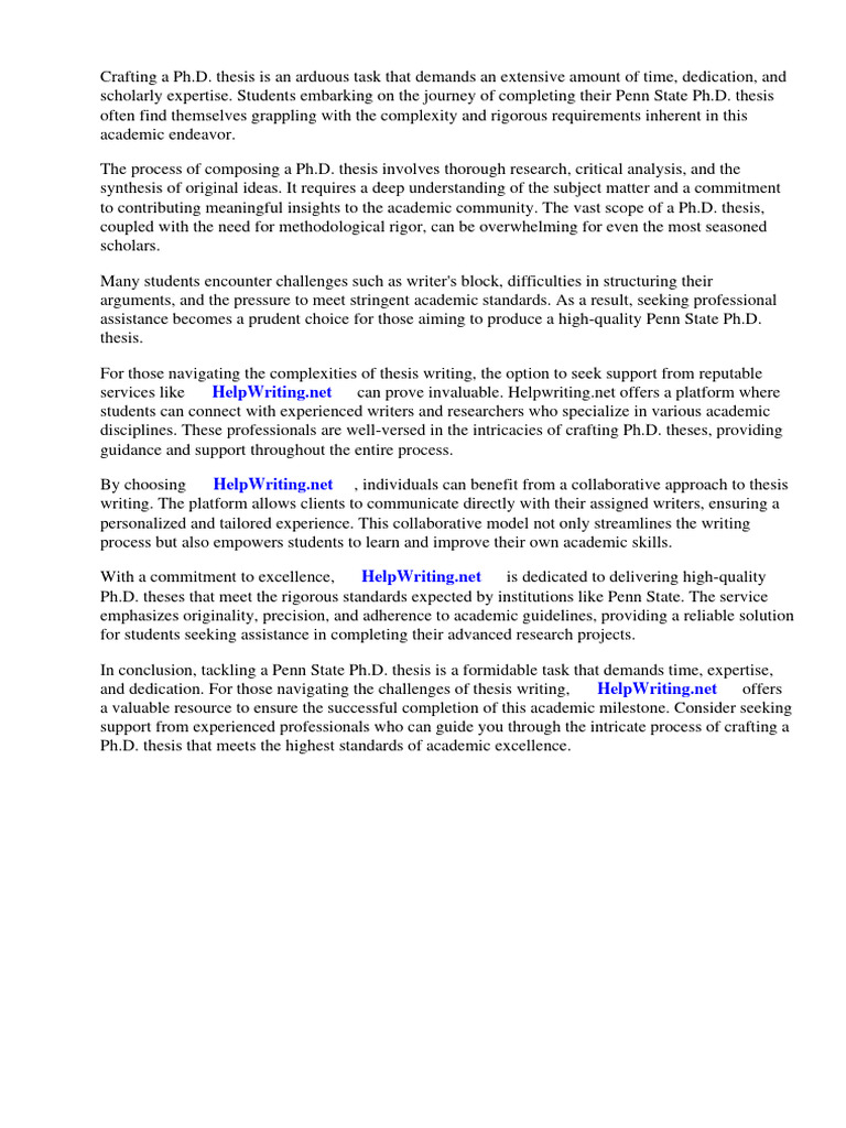 Penn State PHD Thesis | PDF