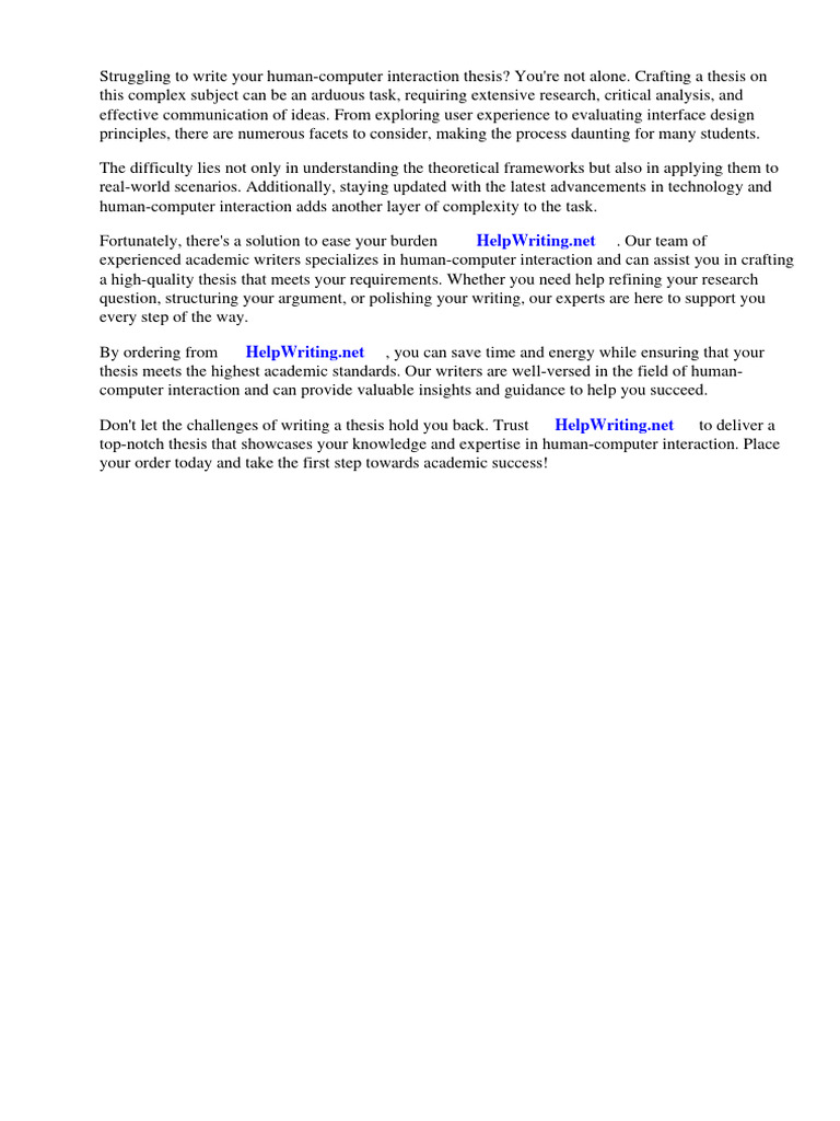 Human Computer Interaction Thesis Topics | PDF