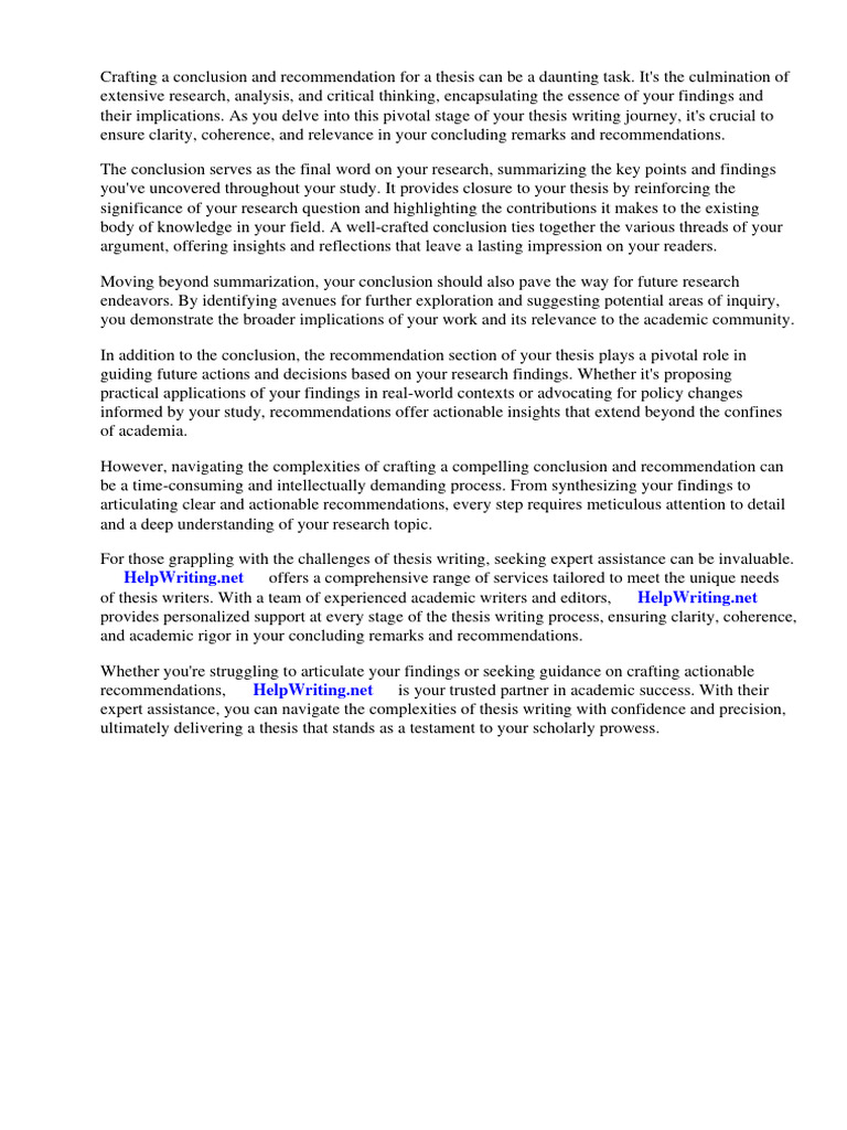 How To Write Conclusion and Recommendation in A Thesis | PDF | Business ...