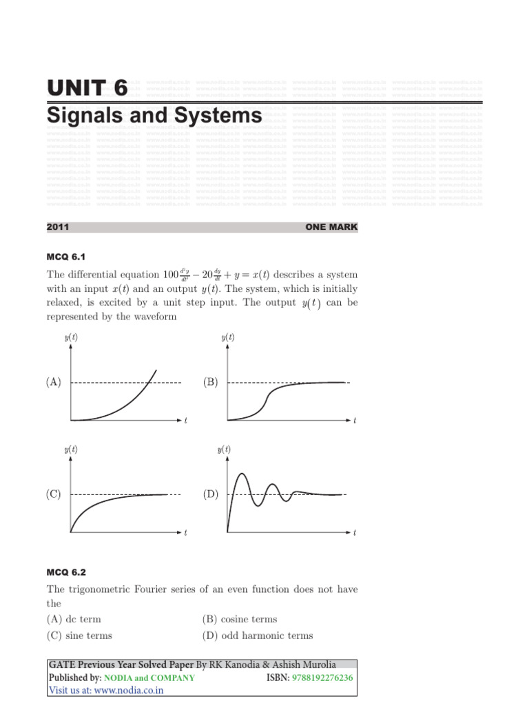 Signals and Systems Questions | PDF | Applied Mathematics ...