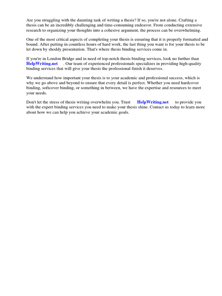 Thesis Binding London Bridge Pdf