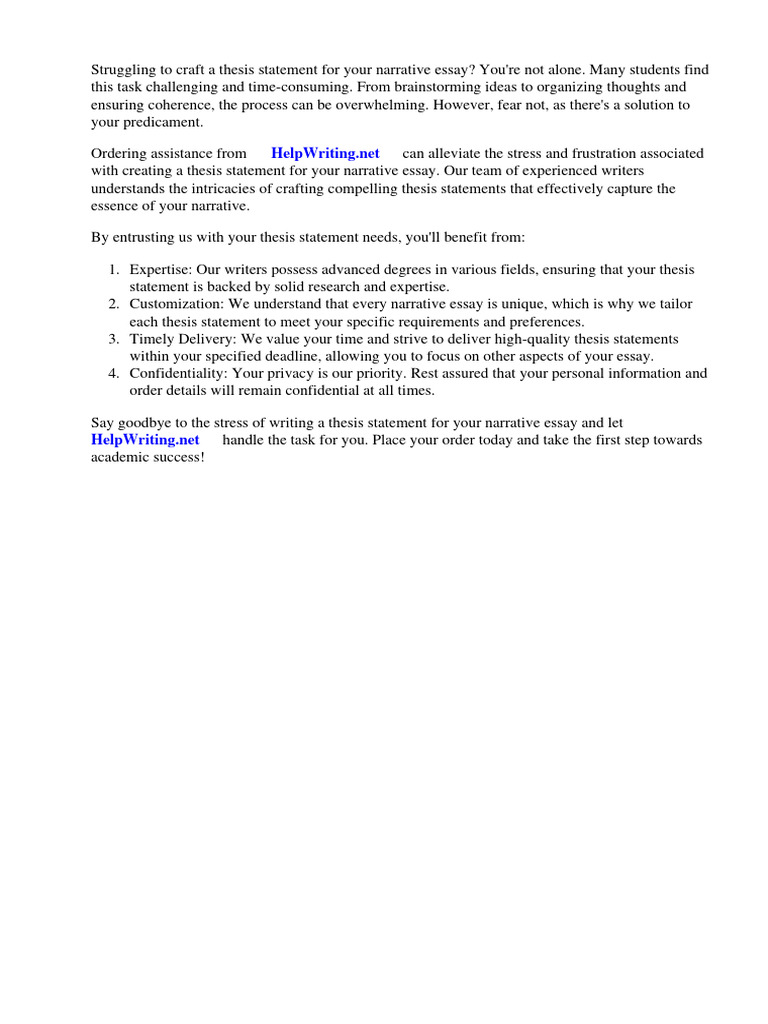 Narrative Essay Thesis Statement Generator | PDF | Essays | Narrative