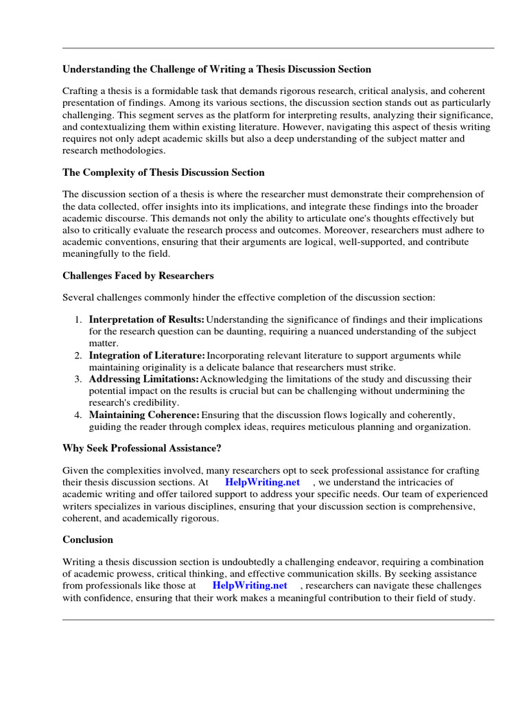 Thesis Discussion Section | PDF | Career & Growth