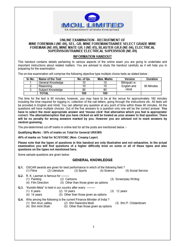 Information Handout Foreman-English | PDF | Multiple Choice | Identity Document