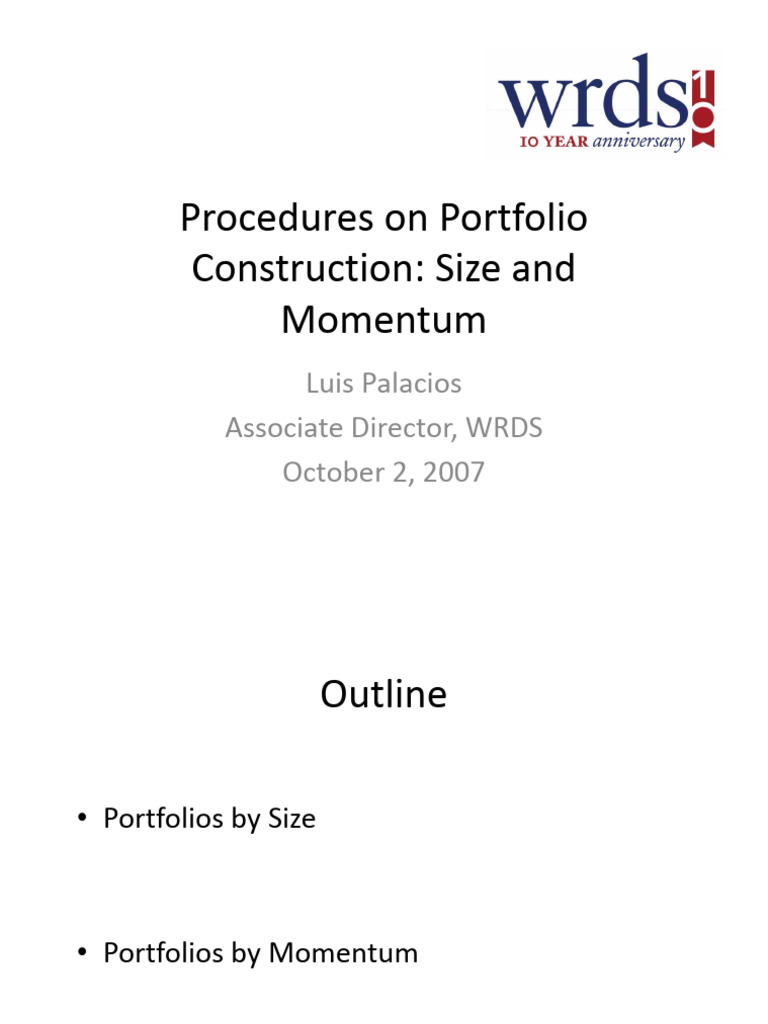 Portfolios Construction | PDF