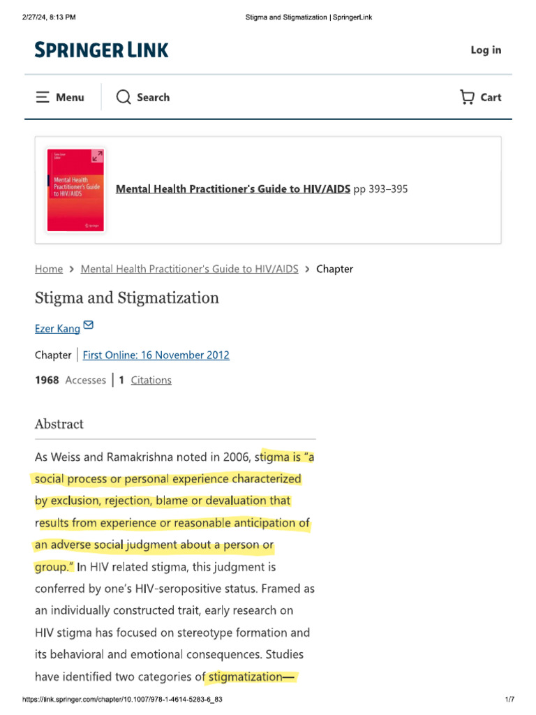 Stigma and Stigmatization | PDF