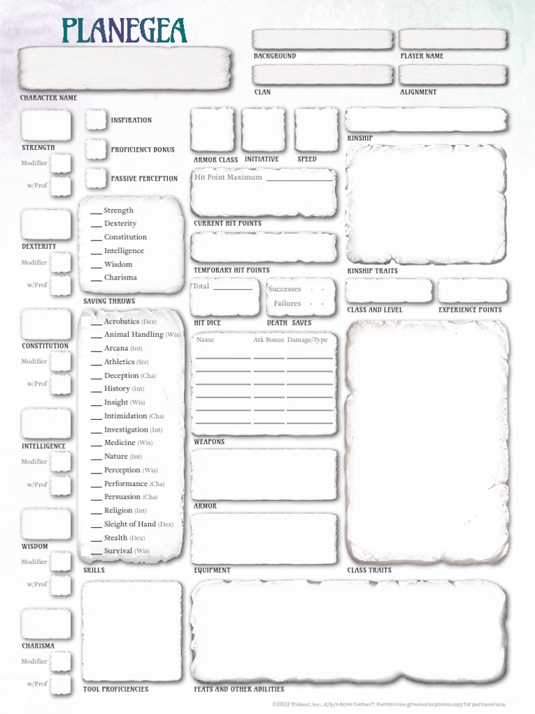 Planegea CharacterSheets v6FF | PDF | Role Playing Games | Gaming