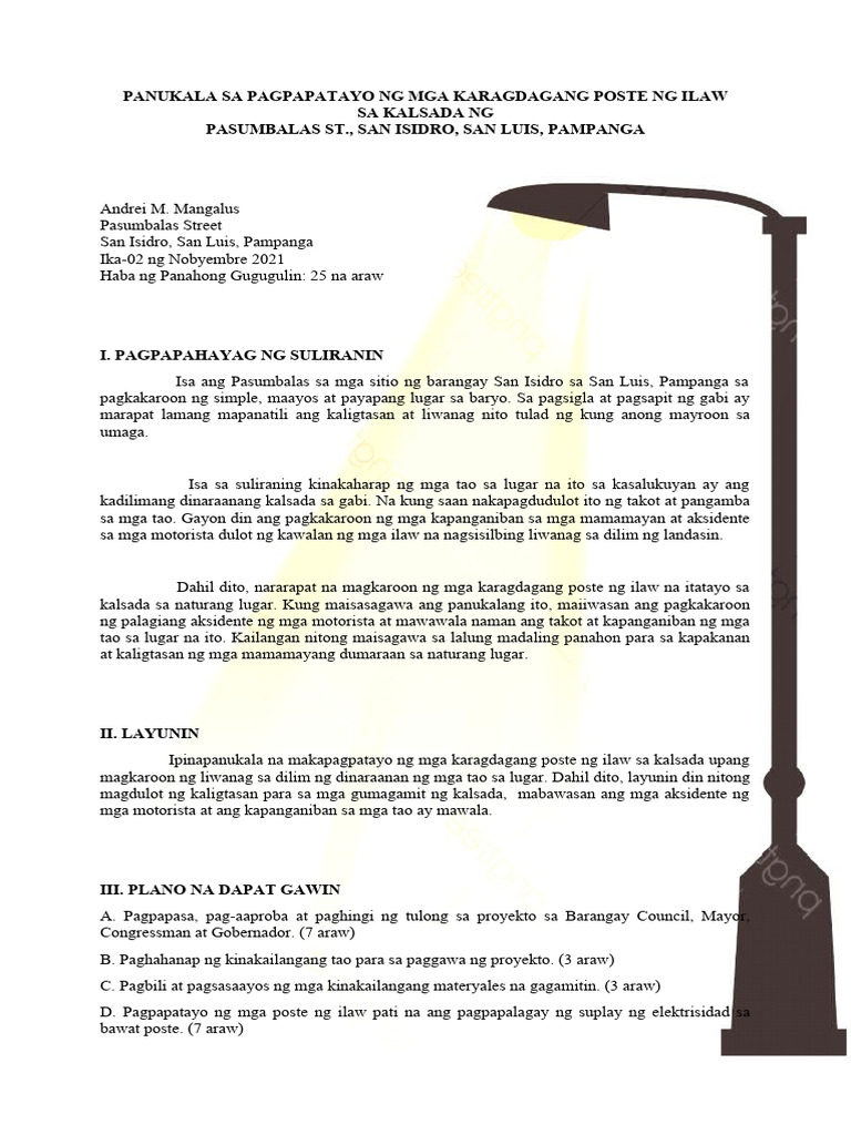 Andrei Panukalang Proyekto | PDF