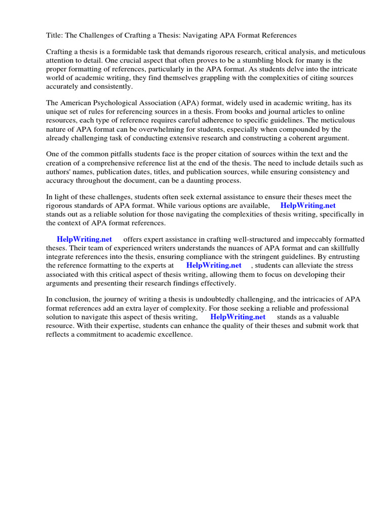 Thesis References Apa Format | PDF