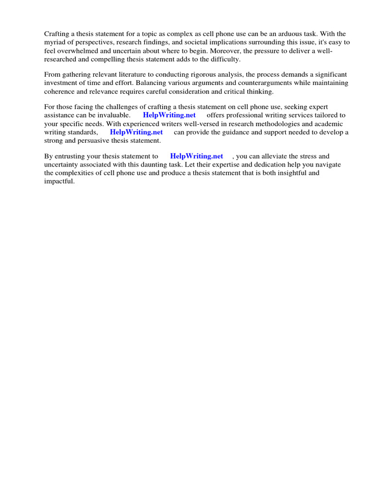 Thesis Statement For Cell Phone Use | PDF | Mobile Phones | Text Messaging