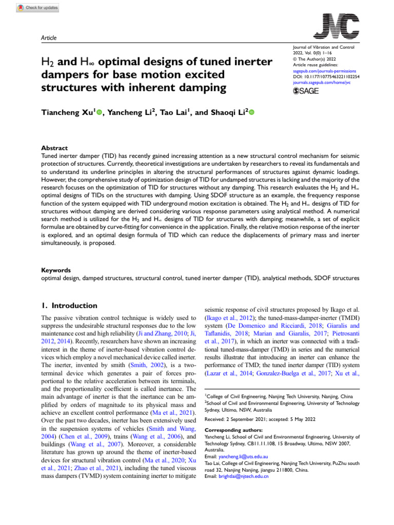 JVC论文 | PDF | Damping | Mathematical Optimization