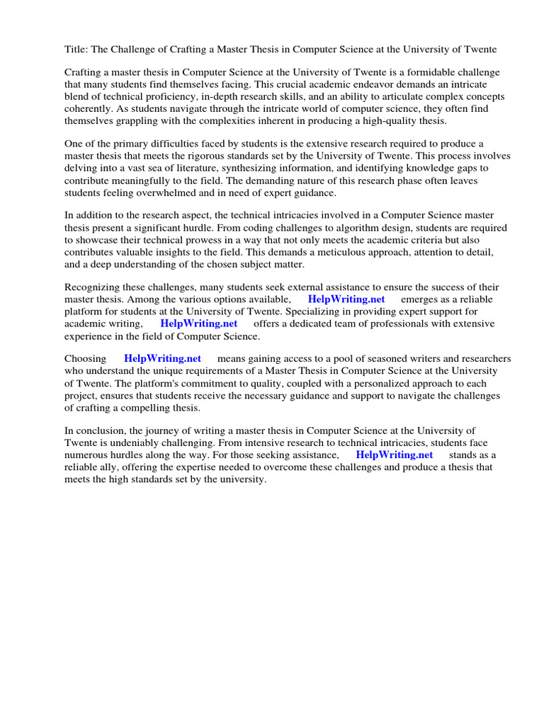 Master Thesis Cs Utwente | PDF